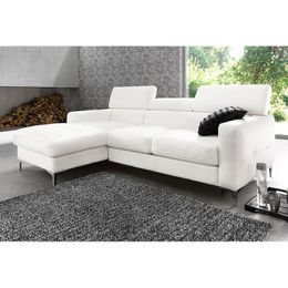 COTTA Ecksofa &raquo;Sammy L-Form&laquo; mit Kopfteilverstellung, wahlweise mit Schlaffunktion wei&szlig; Microfaser PRIMABELLE (100% Polyester);NaturLEDER in Sitz und 