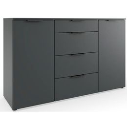 wimex Kombikommode &raquo;Level by fresh to go&laquo; 2-t&uuml;rig mit 4 Schubladen, soft-close Funktion, 135cm breit, 84cm hoch grau Holzwerkstoff B/H/T: 135cm x 84cm x 