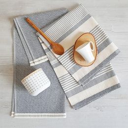 Framsohn frottier Geschirrtuch &raquo;Modern Living Streifen, aus 100% Baumwolle&laquo; dichte Feinwebung, in &Ouml;sterreich hergestellt, 50x70 cm grau 100% Baumwolle