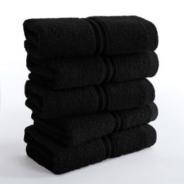 HAMMETEX Gaestehandtuecher &raquo;5er Set, 30x50 cm, weich & saugstark, 100% Baumwolle&laquo; mit Bord&uuml;re, einfarbig, Schlaufe, 100% Baumwolle Frottee schwarz 