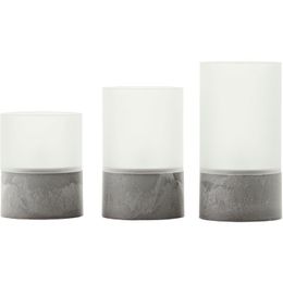 Brilliant Au&szlig;en-Tischleuchte &raquo;Bougie&laquo; LED-Modul 3 Stk. Extra-Warmwei&szlig; LED-Kerzen 3er-Set, Timer, H&ouml;he 10/12,5/15 cm, &Oslash; 8 cm grau 1, &Oslash; 8cm H: 10cm, 3 Stk.