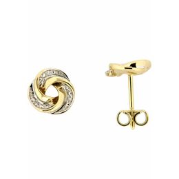 Firetti Damen Paar Ohrstecker &raquo;Schmuck Geschenk Gold 333 Ohrschmuck Knoten&laquo; mit Brillant - Krappenfassung gelb 8mm, 18 P2 = erkennbare Einschl&uuml;sse, 