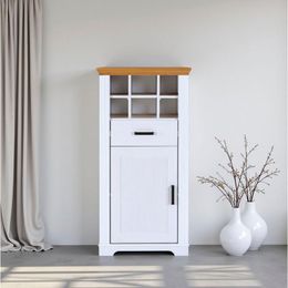 Inter Link Highboard &raquo;Maluno, Kiefer Massivholz, Weinschrank, Stauraumm&ouml;bel&laquo; 1 Stk. tlg. Kommode mit Soft-Close, BxTxH: ca. 68 x 48 x 136 cm Massivholz B/H/T: 