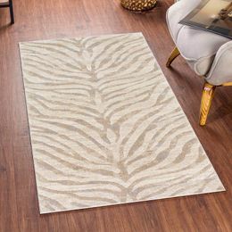 Teppich &raquo;LUANDA&laquo; rechteckig 11 mm H&ouml;he Skandinavischer Teppich, Boho Wohnzimmerteppich/L&auml;ufer im Zebra Muster beige Kunstfaser B : 80cm 1 Stk., 11mm, 
