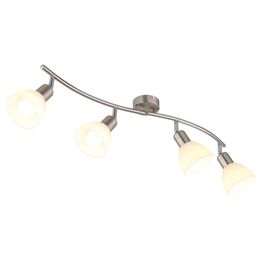 NOWA LED Deckenleuchte &raquo;MALTE&laquo; E14 1 Stk. Warmwei&szlig; Deckenstrahler Glas opal Gl&auml;ser Wohnzimmer Flur Schlafzimmer silber 4, 1 Stk.