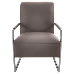 K+w Komfort & Wohnen K+W Komfort & Wohnen Cocktailsessel mit bezogenen Armlehnen, Gestell in Metall Edelstahloptik braun Leder CLOUD, B/H/T: 62cm x 77cm x 83cm