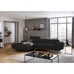 W.Schillig Ecksofa &raquo;piedroo, Designsofa mit tollem Sitzkomfort, bequem und elegant, L-Form&laquo; Kopfteilverstellung, wahlweise mit Sitztiefenverstellung, 