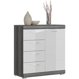Home Affaire Kommode &raquo;SIENA, Breite 80 cm, 1 T&uuml;r, 2 Einlegeb&ouml;den, 3 F&auml;cher, 4 Schubk&auml;sten&laquo; hochwertige Rillenfr&auml;sung in MDF Front, Schuhkommode, 