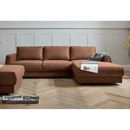 OTTO home Ecksofa &raquo;Hobro L-Form&laquo; in 3 Bezugsqualit&auml;ten in vielen Farben braun Luxus-Microfaser Lederoptik (100% Polyester);Struktur grob (100% 