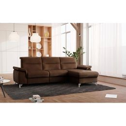 Sit & More sit&more Ecksofa &raquo;Astoria L-Form&laquo; wahlweise mit motorischer Relaxfunktion braun 100% Polyester B/H/T: 260cm x 91cm x 175cm, Luxus-Microfaser in 