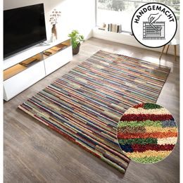 Theko Wollteppich &raquo;Gabbeh Multi, Handgefertigt, Teppich, meliert, reine Wolle,&laquo; rechteckig 15 mm H&ouml;he Wohnzimmer, Schlafzimmer, Esszimmer bunt Wolle B