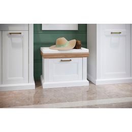 OTTO home Schuhschrank &raquo;Tara&laquo; (H/B/T): 51/65/38cm, Hochwertig UV lackiertes MDF wei&szlig; Holzwerkstoff, MDF wei&szlig;matt/Pacific Walnut, B/H/T: 65cm x 51cm x 