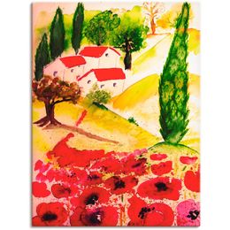 Artland Leinwandbild &raquo;Sommer in der Toskana&laquo; Europa 1 Stk. tlg. auf Holzrahmen gespannt rot Leinwand B/H/T: 60cm x 80cm, Leinwandbild Europa Hochformat, 1 Stk