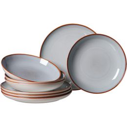 Ritzenhoff & Breker Tafelservice &raquo;Teller Set, Geschirr-Set Portofino&laquo; Reaktivglasur, jedes St&uuml;ck ein Unikat, 8 Teile, f&uuml;r 4 Personen grau Steinzeug 8 Stk.