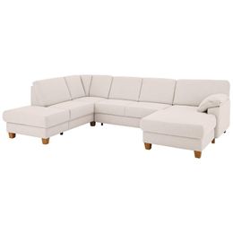 Home Affaire Wohnlandschaft &raquo;Belfort U-Form&laquo; mit Federkern, wahlweise mit Schlaffunktion und Stauraum beige Luxus-Microfaser Vintageoptik(100% 