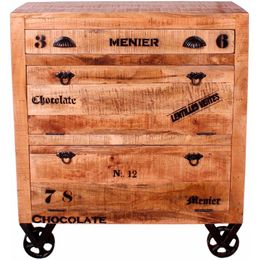 Sit Schuhschrank &raquo;RUSTIC aus Mangoholz mit Rollen & 2 Klappen&laquo; Platz f&uuml;r ca. 12 Paar Schuhe im markanten Factory-Design beige Massivholz, Recyceltes 