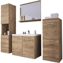 Welltime Badm&ouml;bel-Set &raquo;PARLA&laquo; Komplett-Set, 5 Stk. tlg. braun Holzwerkstoff B/H/T: 120cmcm x 133cmcm x 34,5cmcm