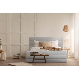 Home Affaire Polsterbett &raquo;Merrit&laquo; Quernaht im Kopf- und Fu&szlig;teil, in 5 Breiten, auch in 220 cm L&auml;nge beige Struktur (70% recyceltes Polyester, 30% 