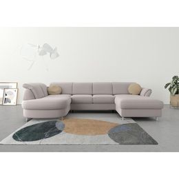 Sit & More sit&more Wohnlandschaft &raquo;Apulia U-Form&laquo; wahlweise Schlaffunktion, Bettkasten und Kopf- und Armteilverstellung beige Webstoff (100% Polyester);Struktur