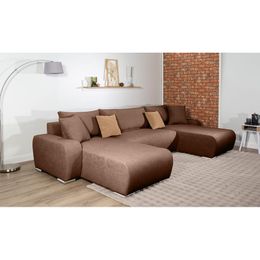 Collection AB Wohnlandschaft &raquo;Paola U-Form, B: 314 cm&laquo; Schlaffunktion, Bettkasten & 4 Zierkissen, Federkern 100%Polyester B/H/T: 314cm x 41cm x 169cm,