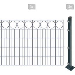 Arvotec Doppelstabmattenzaun &raquo;EASY 100 zum Aufschrauben "Ring" mit Zierleiste&laquo; Zaunh&ouml;he 100 cm, Zaunl&auml;nge 2 - 60 m grau Kunststoff, Stahl H/L: 100cm x 6m, 