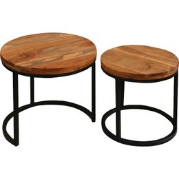 ByLiving Beistelltisch &raquo;Selma&laquo; aus Massivholz, Zweisatztisch braun B/H/T: 50cm x 45cm x 50cm