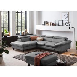 OTTO home Ecksofa &raquo;Pilot L-Form&laquo; mit Kopfteilverstellung, wahlweise mit Schlaffunktion & Bettkasten grau 100% Polyester; Feinstruktur 75000 