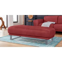W.Schillig Hocker &raquo;montanaa&laquo; mit Metallkufen in Silber matt, Breite 141 cm rot B/H/T: 141cm x 42cm x 61cm, Longlife Xtra-Leder Z59
