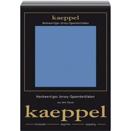Kaeppel Spannbettlaken &raquo;Single Jersey Mako Elasthan&laquo; aus 97% Baumwolle und 3% Elasthan blau Jersey-Elasthan, Obermaterial: 97% Baumwolle, 3% Elasthan B/L: 