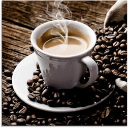 Artland Glasbild &raquo;Hei&szlig;er Kaffee - dampfender Kaffee&laquo; Getr&auml;nke 1 Stk. tlg. in verschiedenen Gr&ouml;&szlig;en braun B/H/T: 30cm x 30cm, Glasbild Getr&auml;nke, 1 Stk.