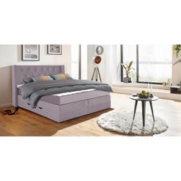 Home Affaire Boxspringbett &raquo;Elegance&laquo; mit sch&ouml;ner Knopfheftung, in den H&auml;rtegraden H2 & H3, inkl. Schubladen lila Samtoptik (100% Polyester);Struktur 