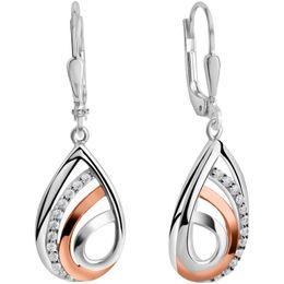 Firetti Damen Paar Ohrh&auml;nger &raquo;Schmuck Geschenk Silber 925 Ohrschmuck Ohrringe Tropfen bicolor&laquo; mit Zirkonia (synth.) rosa Silber 925 (Sterlingsilber)