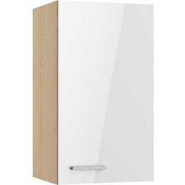 KOCHSTATION H&auml;ngeschrank &raquo;KS-Lucy&laquo; Breite 40 cm, mit 1 T&uuml;r, 2 Einlegeb&ouml;den, Soft-Close wei&szlig; Eiche hell, B/H/T: 40cm x 70,4cm x 34,6cm, T&uuml;ren: 1 Stk.