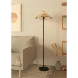 Eglo Stehlampe &raquo;OXPARK&laquo; E27 1 Stk. Standleuchte, Stehleuchte, Textil mit Bambus-Bl&auml;ttern, Wohnzimmer schwarz 1, &Oslash; 42cm H: 146,5cm, 1 Stk.