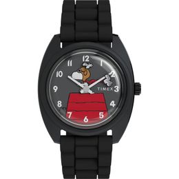 Timex Herren Quarzuhr &raquo; x Peanuts 1979 Reissue Inspired&laquo; Armbanduhr, Herrenuhr, Silikonarmband, analog, Beleuchtung schwarz Einheitsgr&ouml;&szlig;e