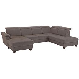 OTTO home Wohnlandschaft &raquo;Solvei U-Form&laquo; Sitztiefenverstellung und Federkern, wahlweise Kopfteilverstellung braun Struktur (100% Polyester);Luxus-
