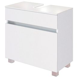 Welltime Waschbeckenunterschrank &raquo;Baabe&laquo; Badm&ouml;bel Breite 60 cm, h&auml;ngende Montage wei&szlig; Holzwerkstoff weiss, B/H/T: 60cm x 55cm x 35cm
