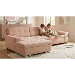 OTTO home Ecksofa &raquo;Tornby 268 x 178 cm, mit Steppungen, modern & stabil&laquo; L-Form, aus haustierfreundlichem Pet Friendly Bezug rosa 100% Polyester B/H/T