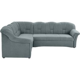 DOMO collection Ecksofa &raquo;Papenburg B/T/H: 242/190/84 cm L-Form&laquo; wahlweise mit Bettfunktion, Langer Schenkel links oder rechts blau Struktur ( 90% 