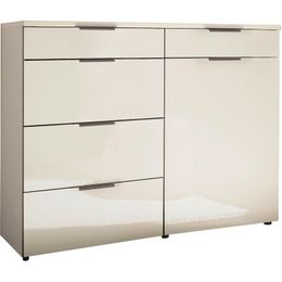 Wiemann Kombikommode &raquo;Como&laquo; vormontiert beige Floatglas, Holzwerkstoff, Metall B/H/T: 140cm x 91,2cm x 43cm, 5 Stk., 1 Stk.