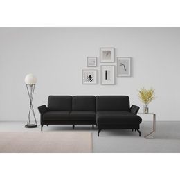 Sit & More sit&more Ecksofa &raquo;Fashion L-Form&laquo; wahlweise mit Kopfteilverstellung und Vorziehsitz, motorisch schwarz B/H/T: 253cm x 84cm x 165cm, Luxus-Microfaser 