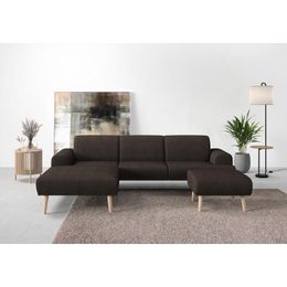 Home Affaire Ecksofa &raquo;Swift Scandic Design, Federkern f&uuml;r hohen Sitzkomfort, L-Form&laquo; Federkern-Polsterung, B/T/H: 292/83/176 cm braun 100% Polyester B