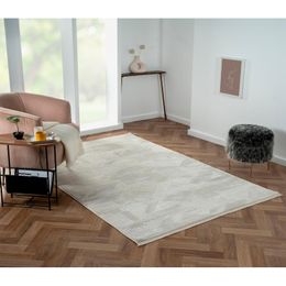 MyFlair Teppich &raquo;My Life, LAGERR&Auml;UMUNG!&laquo; rechteckig 10 mm H&ouml;he Kurzflor, Retro-Style, besonders weich durch Microfaser, mit Fransen beige Polyester B : 160cm 