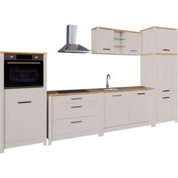 Inter Link K&uuml;chenzeile &raquo;Pienza, Einbauk&uuml;che, K&uuml;chenblock, K&uuml;chenmodul, Kompaktk&uuml;che&laquo; Ohne E-Ger&auml;te f&uuml;r Sp&uuml;lmaschine Kochfeld Backofen K&uuml;hlschrank B: 370 cm beige