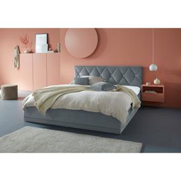 Westfalia Schlafkomfort Polsterbett &raquo;Adamas&laquo; auch mit Bettkasten, Knopfheftung mit Strasssteinen grau Bezug: 100% Polyester, Polsterung: Polsterwatte, Material Gestell: 