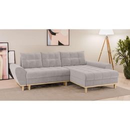 Home Affaire Ecksofa &raquo;Ahrdorf mit Bettfunktion und Bettkasten, Ma&szlig;e: B/H/T 268/86/175 cm&laquo; L-Form mit 3 R&uuml;ckenkissen und moderne gerundete Armlehnen 