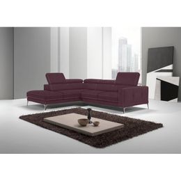 Egoitaliano Ecksofa &raquo;Claudie, Designsofa mit extrakomfortablem Sitzkomfort, L-Form&laquo; Inkl. Kopfteilverstellung, L-Form lila Luxus-Microfaser (100% Polyester) Leder