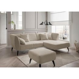 Home Affaire Ecksofa &raquo;Lazio modern und bequem, schmale Armlehnen, tolle Detailverarbeitung&laquo; Holzfu&szlig;farbe w&auml;hlbar, inkl. 4x Zierkissen beige 100% 