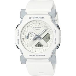 Casio G-Shock Herren Casio G-SHOCK Chronograph Quarzuhr, Armbanduhr, Herrenuhr, Resinarmband, automatischer Kalender wei&szlig; Einheitsgr&ouml;&szlig;e