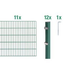 Alberts Doppelstabmattenzaun &raquo;Grundset&laquo; H&ouml;he: 80-200 cm, Gesamtl&auml;nge: 4-30 m, zum Einbetonieren Stahl H/L: 200cm x 22m